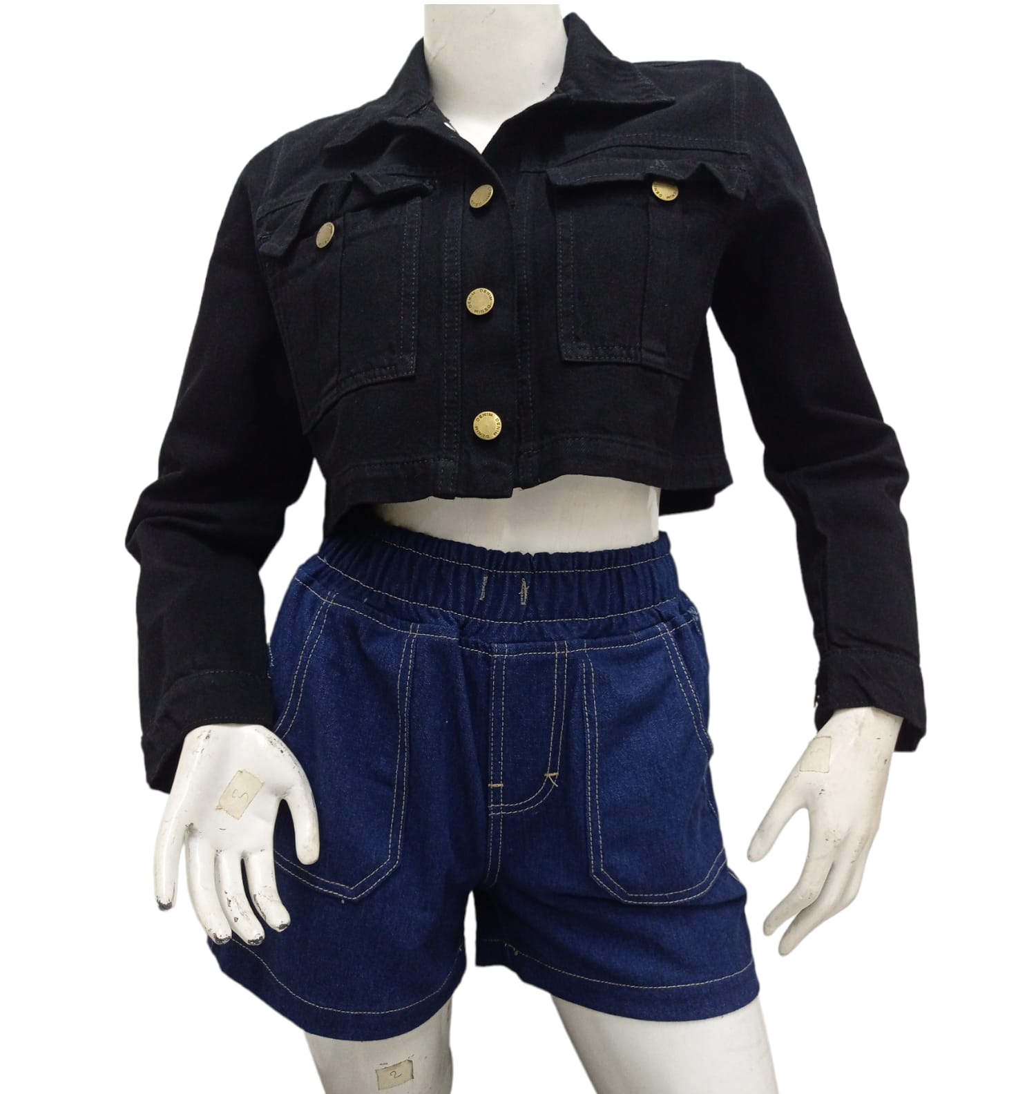 casaca jean crop top para mujer - baltiko